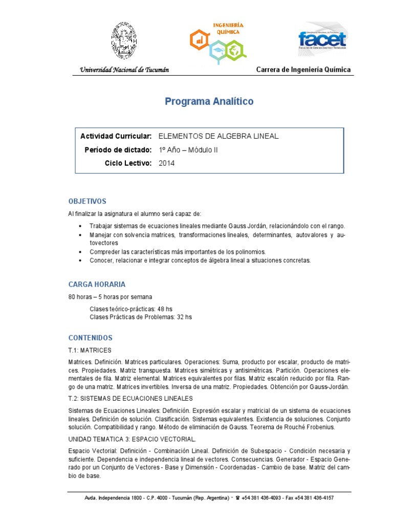 02 - Elementos de Algebra Lineal PDF | PDF | Valores propios y vectores ...