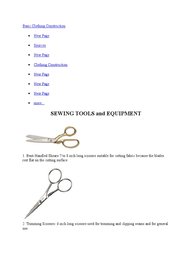 Basic Clothing Construction Tools | PDF | Seam (Sewing) | Sewing