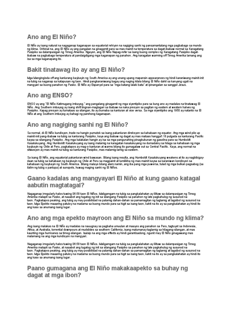 Ano Ang El Niño | PDF