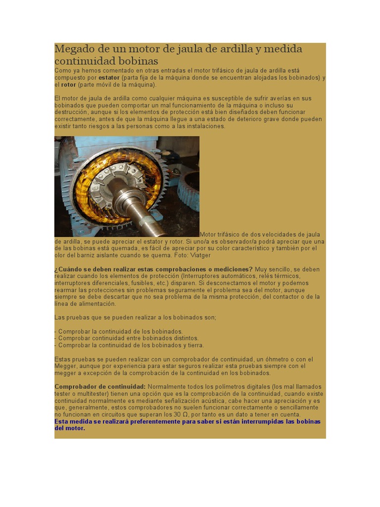 Megado de Un Motor de Jaula de Ardilla y Medida Continuidad Bobinas ...