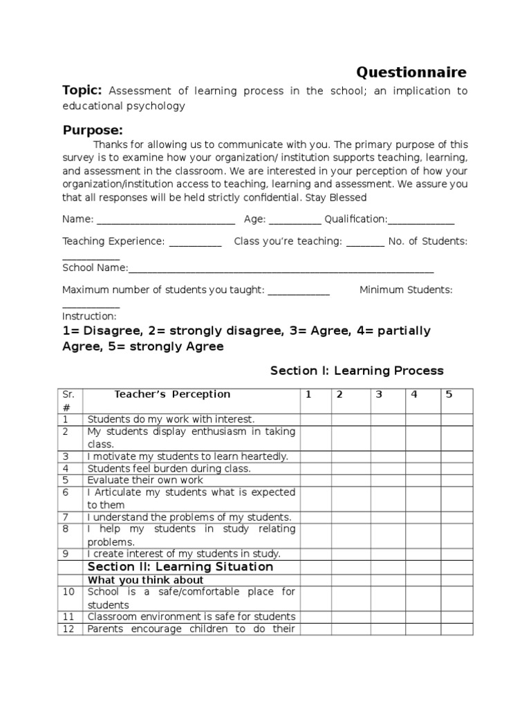 Questionnaire: Topic: Purpose | PDF | Career & Growth | Self-Improvement