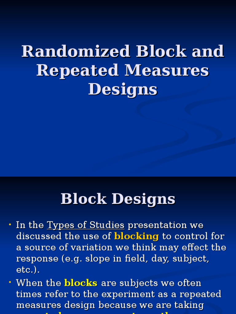 Randomized Block and Repeated Measures Designs | PDF | Errors And Residuals | Experiment