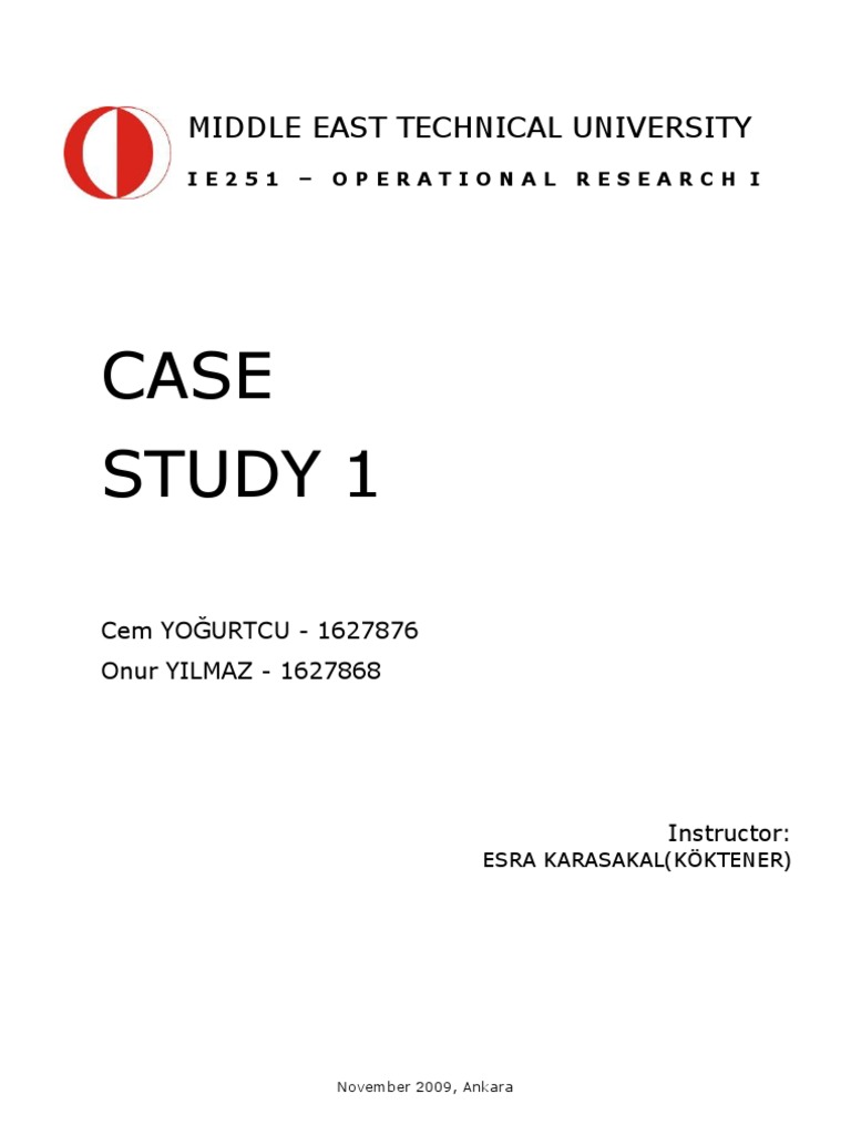 Industrial Engineering - Operations Research I - Case Study | PDF ...