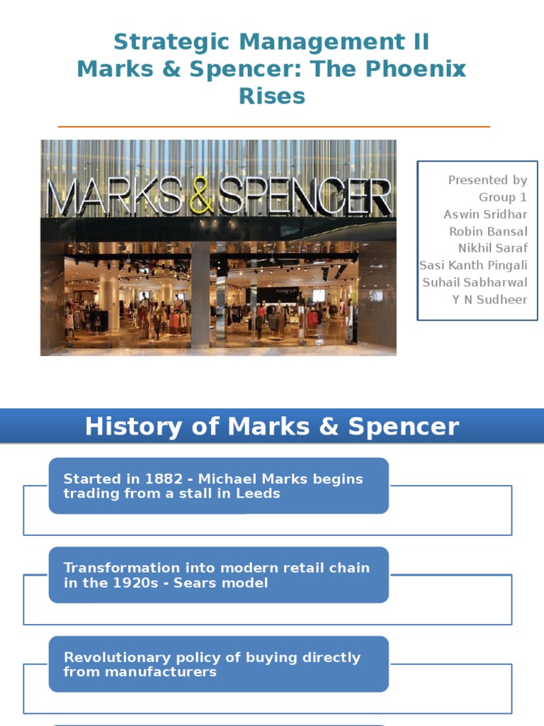 Group1 - SM2 Presentation - Marks & Spencer | PDF | Strategic Management | Retail