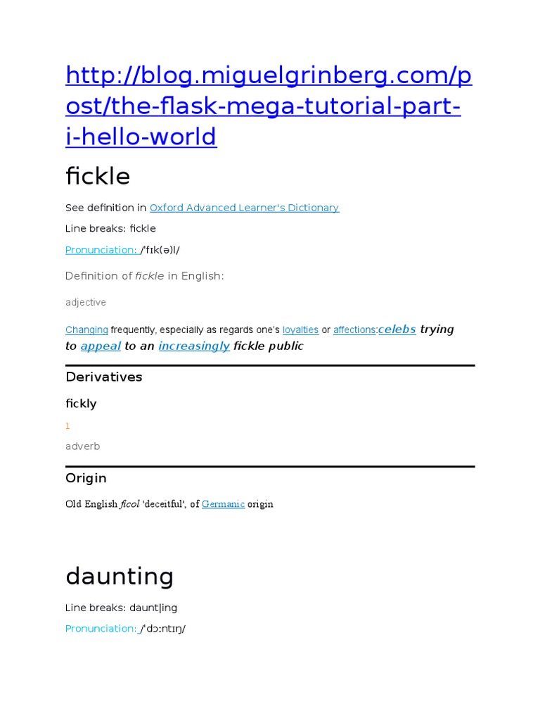 Ost/the-Flask-Mega-Tutorial-Part-I-Hello-World: Fickle | PDF | Mosaic ...