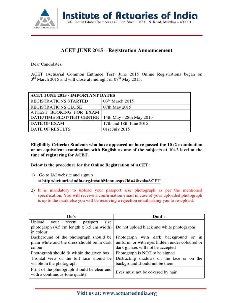 Registration Announcement (ACET JUNE 15) | PDF | Computing | Internet