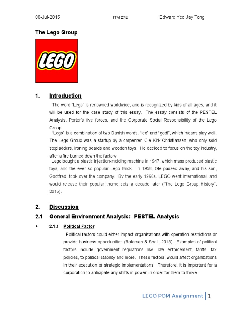 Edward Yeo Jay Tong Lego POM Assignment | PDF | Corporate Social ...