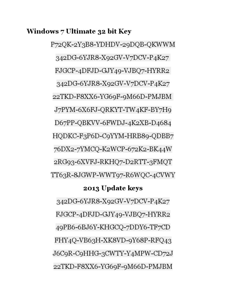 Windows 7 Ultimate 32 Bit Key | PDF | Bios | Personal Computers