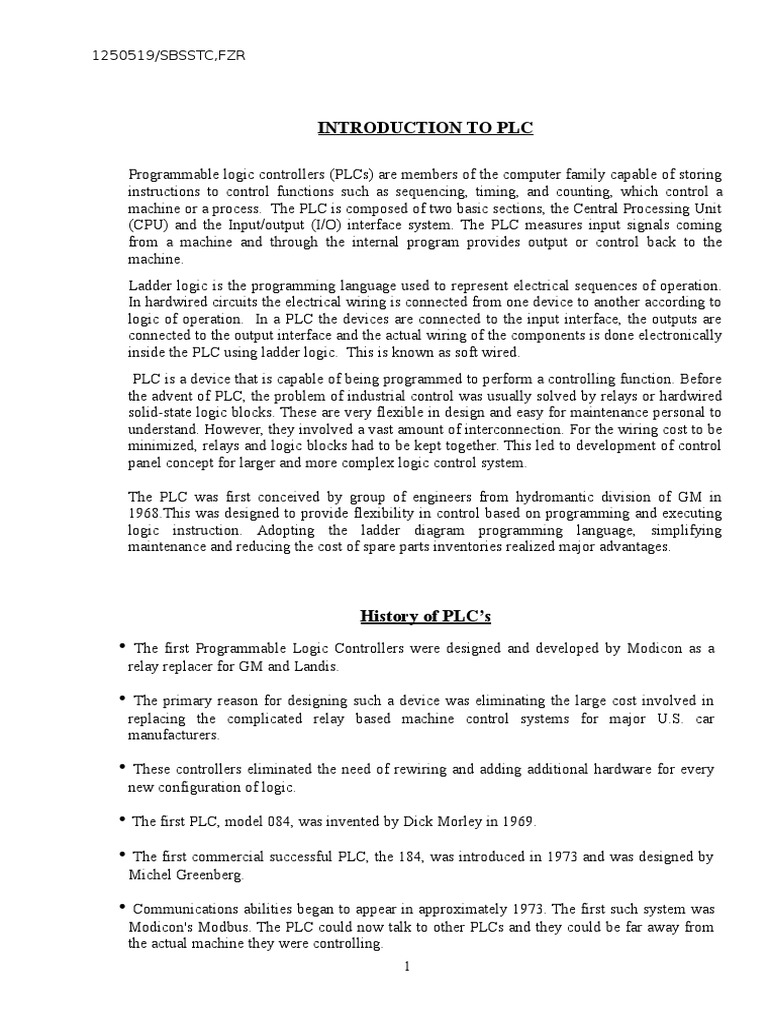 PLC Report File | PDF | Programmable Logic Controller | Automation
