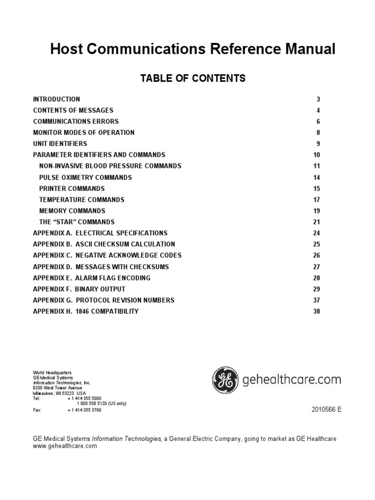 Ge Host Communication Reference | PDF | Ascii | String (Computer Science)