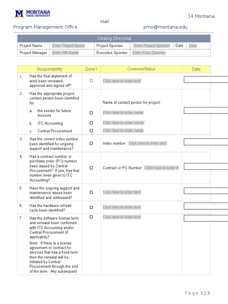 PMO Closing Checklist | PDF | Procurement | Business