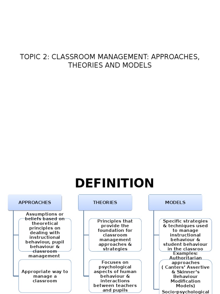 Topic 2: Classroom Management: Approaches, Theories and Models | PDF ...