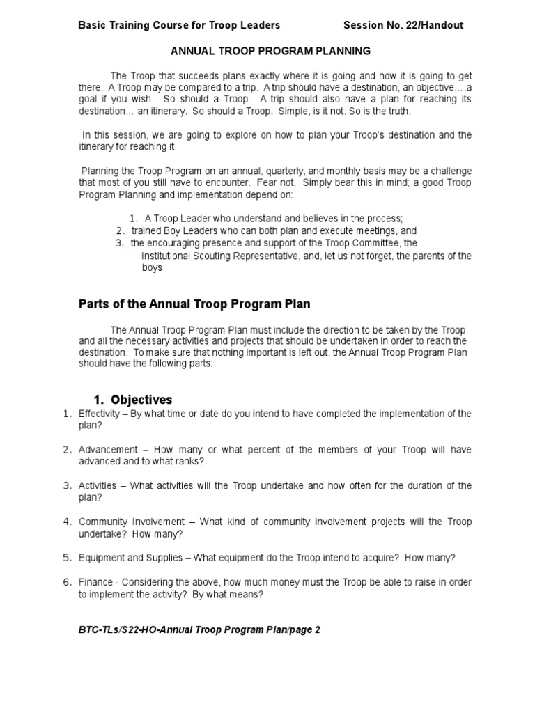 Annual Troop Program Planning | PDF | Scouting | Business