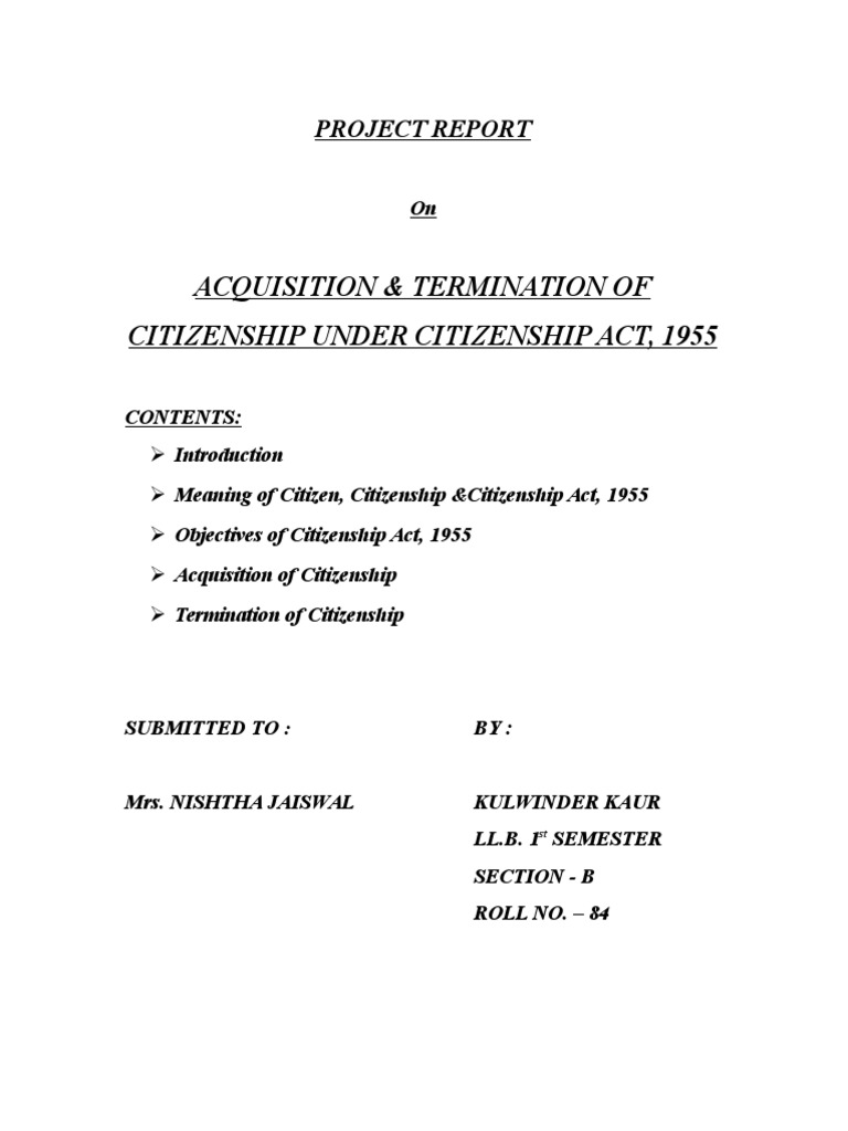 Project On Citizenship | PDF | Naturalization | Citizenship