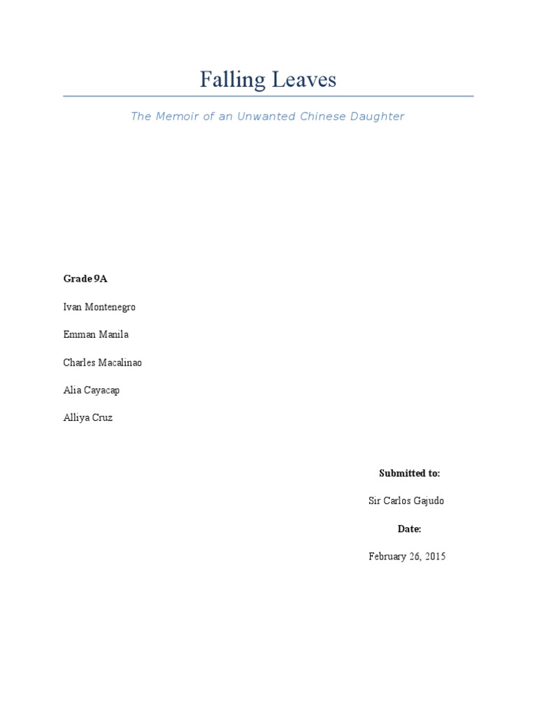 Falling Leaves: The Memoir of An Unwanted Chinese Daughter | PDF