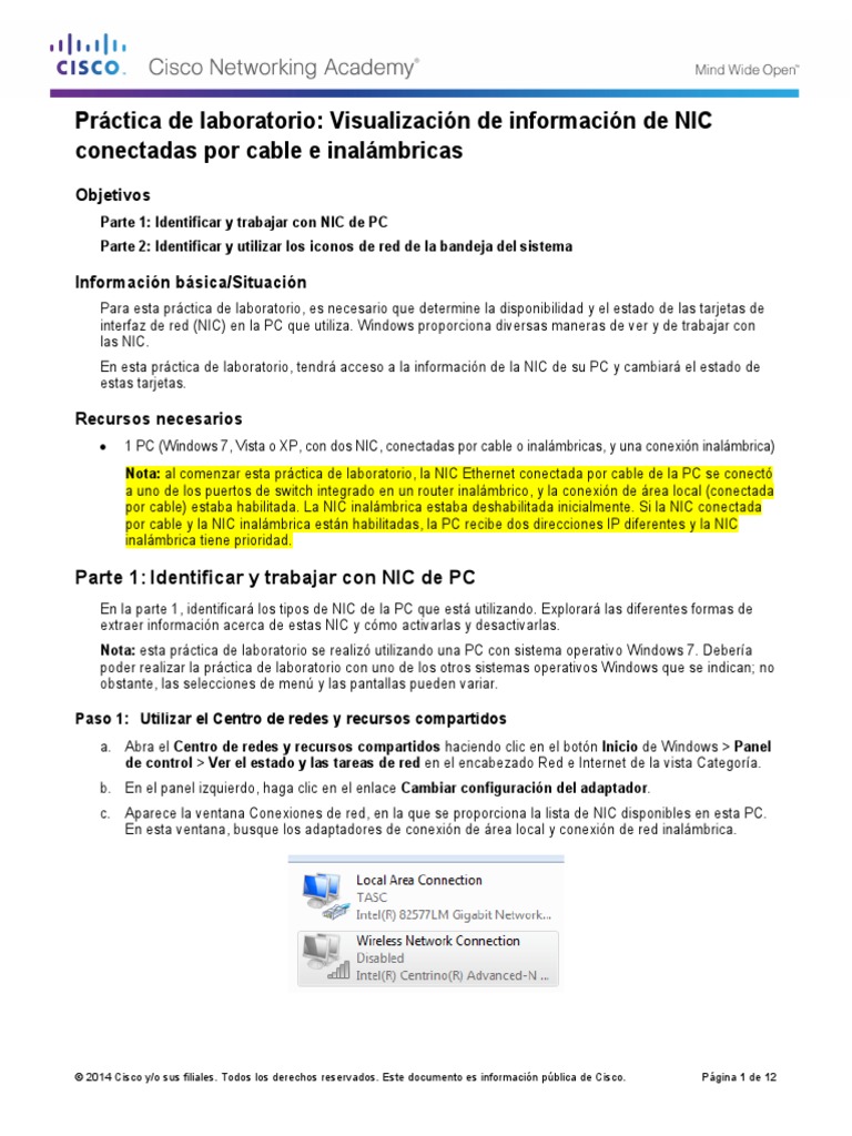 4.2.4.6 Lab - Viewing Wired and Wireless NIC Information | PDF