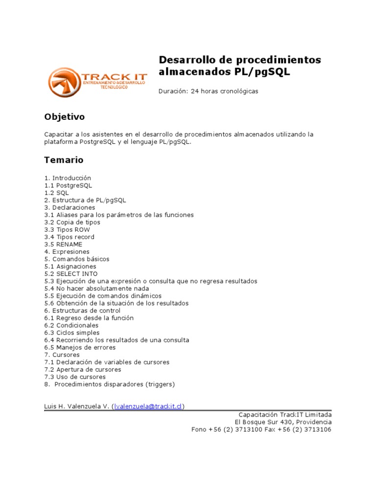 Curso PL/pgSQL en PostgreSQL | PDF