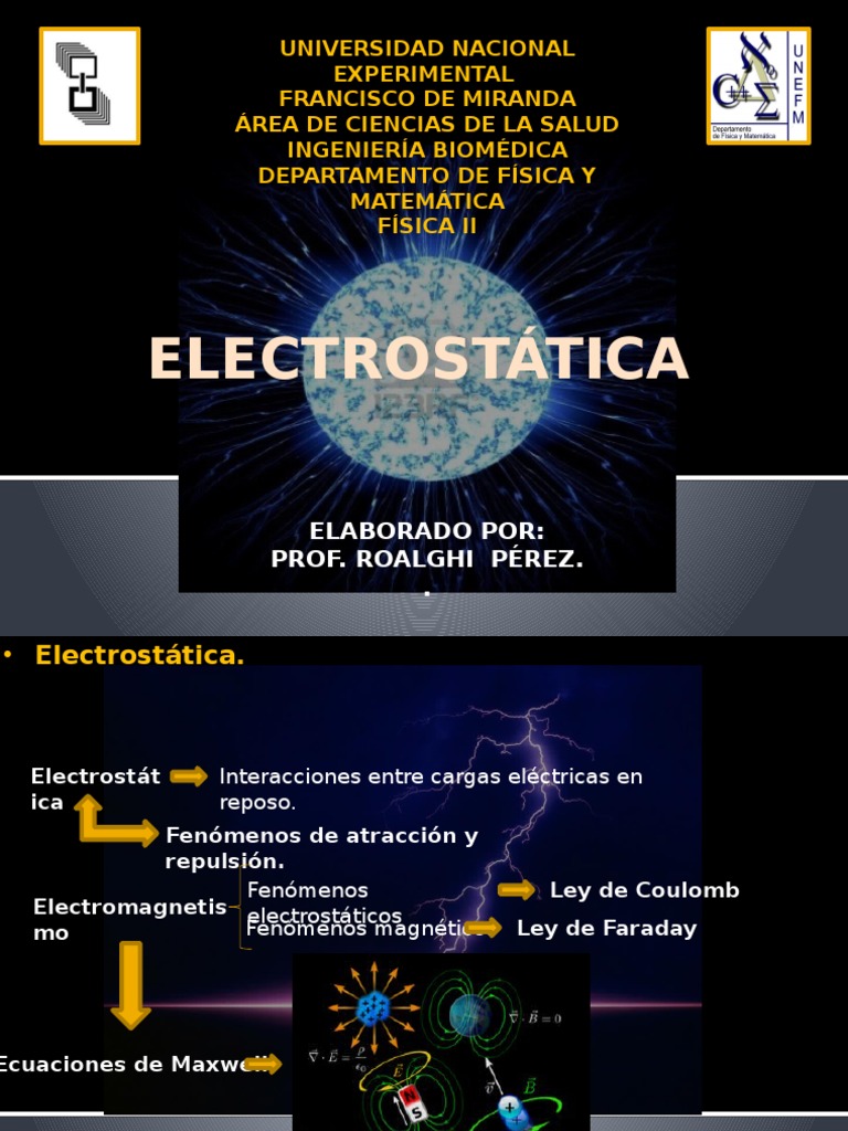 ELECTROSTÁTICA - Presentación | PDF | Carga eléctrica | Campo eléctrico