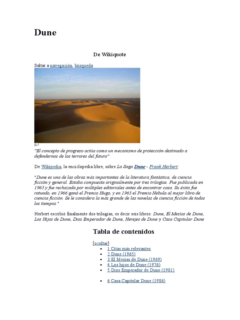 Citas de Dune | PDF | Duna (Novela) | Universo de dunas