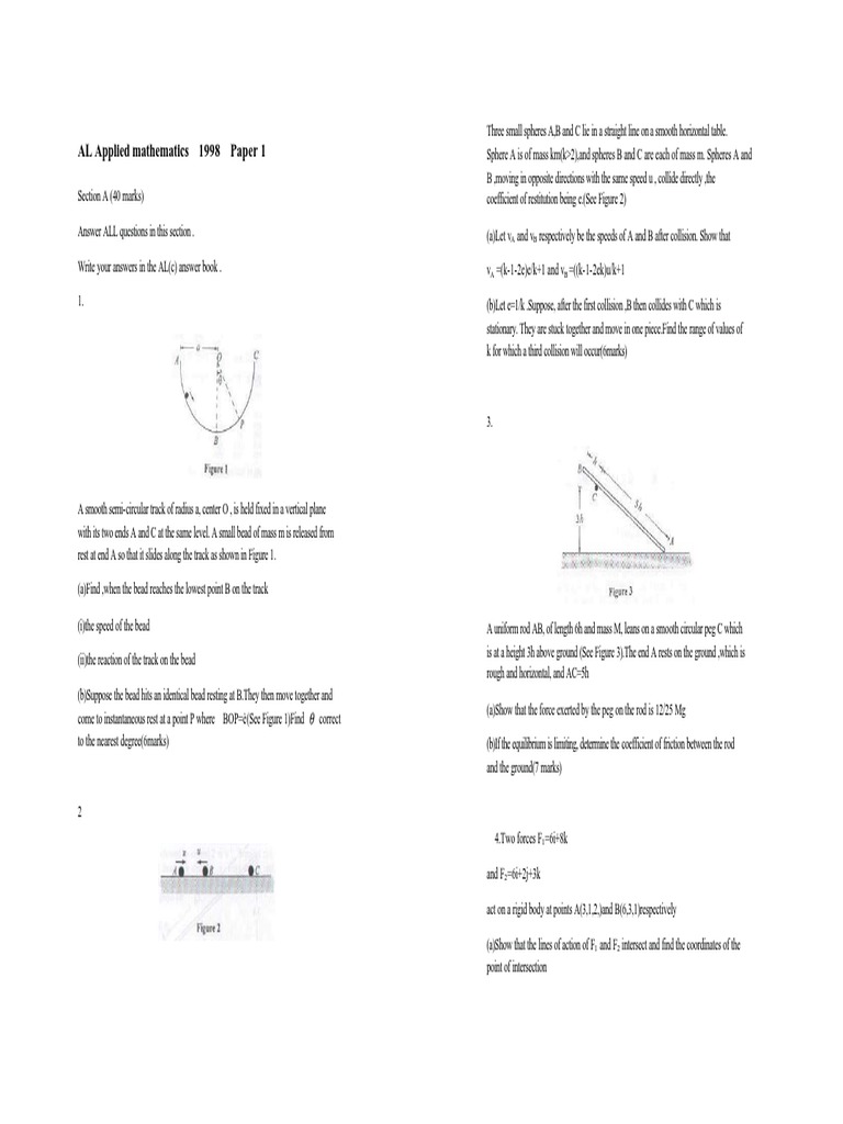 AL Applied Mathematics 1998 Paper1+2 (E) | Download Free PDF | Force ... AL Applied Mathematics 1998 Paper1+2 (E) | Download Free PDF | Force ...