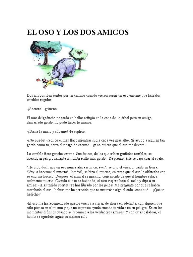 El Oso y Los Dos Amigos (Cuento) | PDF