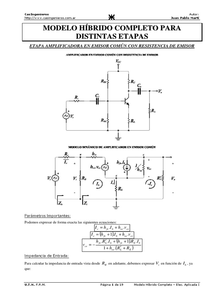 Modelo Híbrido Completo Para Distintas Etapas | PDF | Impedancia ...