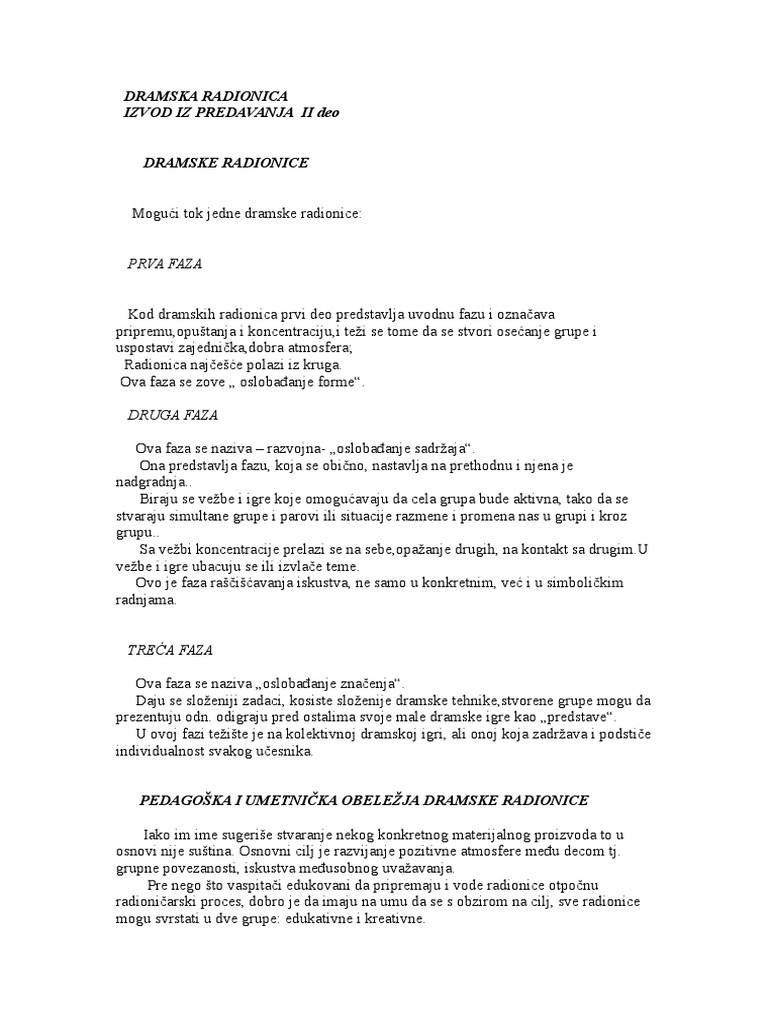 Dramske Radionice | PDF
