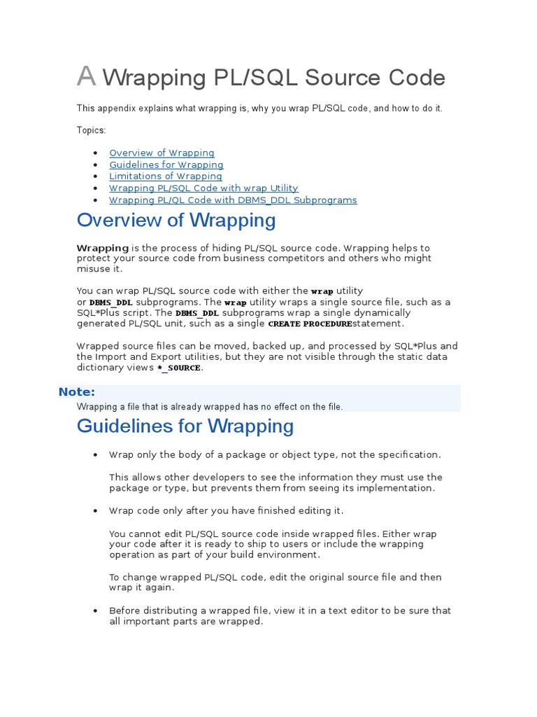 Wrapping PL/SQL Source Code | PDF | Pl/Sql | Subroutine