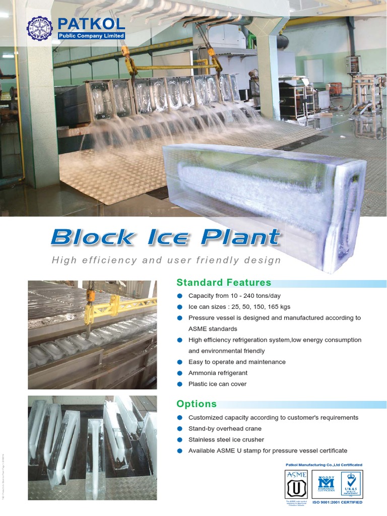 Block Ice Plant | PDF | Refrigeration | Ice