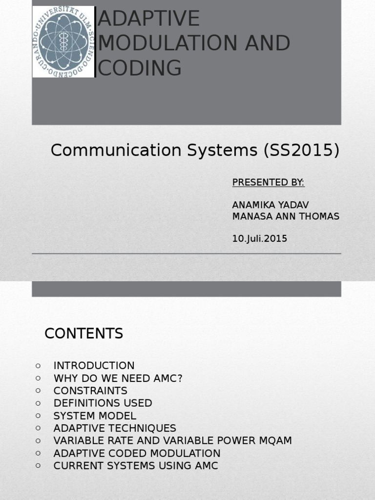 Adaptive Modulation and Coding | Download Free PDF | Modulation | Data ...