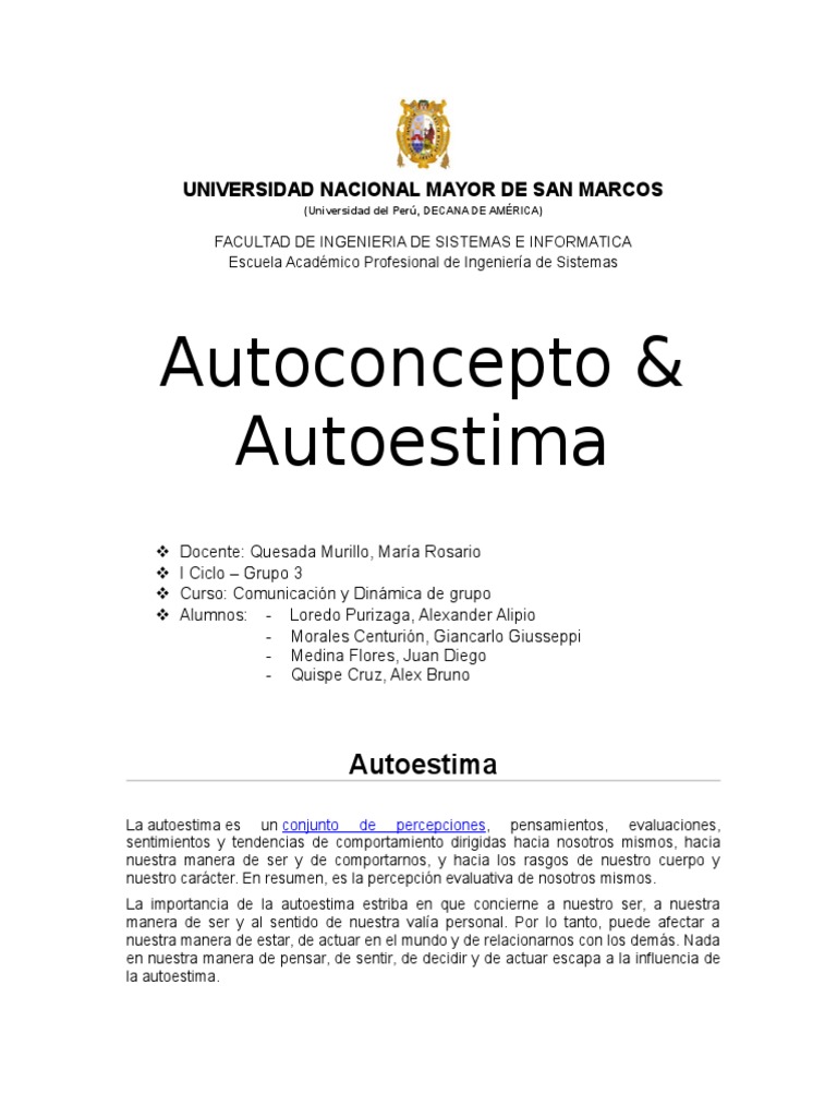 Autoconcepto Autoestim | PDF | Autoestima | Conceptos psicologicos