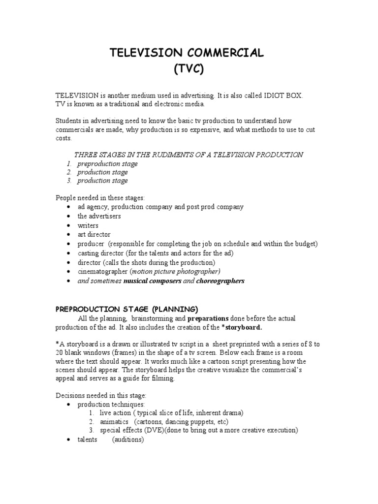 TVC - Television Commercial | PDF | Video | Entertainment