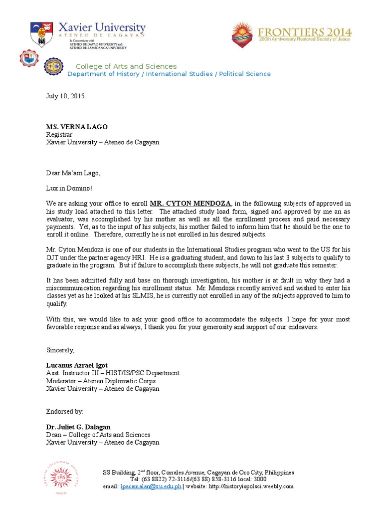 Letter To Registrar | PDF