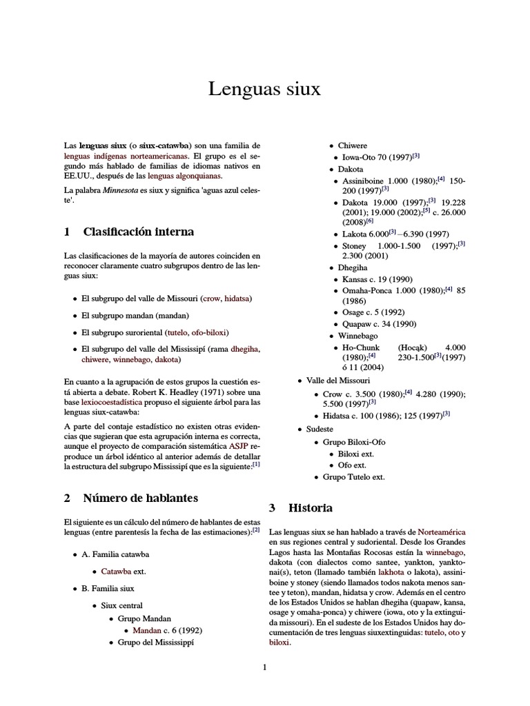 Lenguas Siux | PDF | Tribus nativas americanas | Pueblos Indígenas de América del Norte