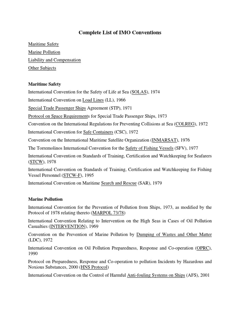 IMO Conventions Overview | PDF