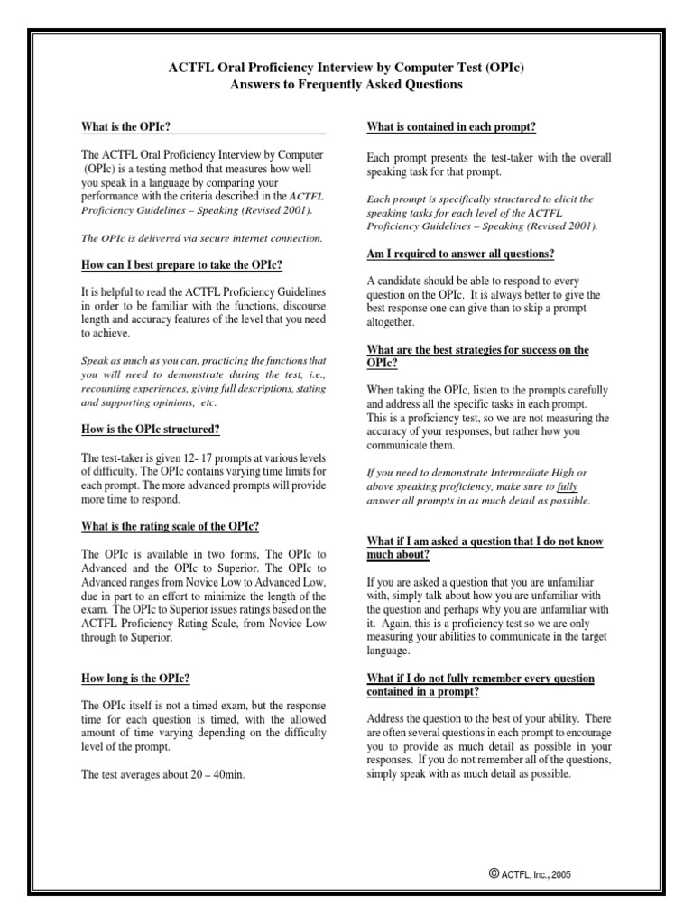 OPIc FAQs | Vocabulary | Conversation