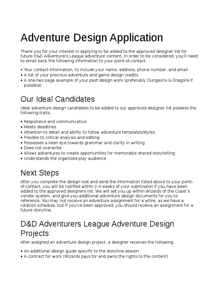 D&D Adventure Designer Call | PDF