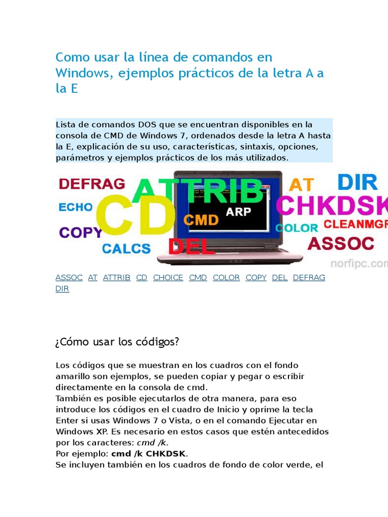 Como Usar La Línea de Comandos en Windows | PDF | Métodos y materiales ...