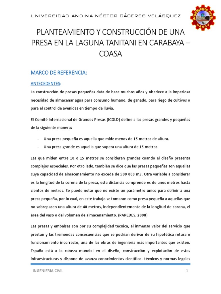 Marco Teórico Represas | PDF | Represa | Hormigón