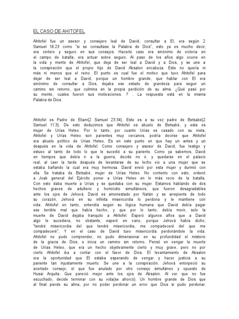 El Caso de Ahitofel | PDF | David | La unción