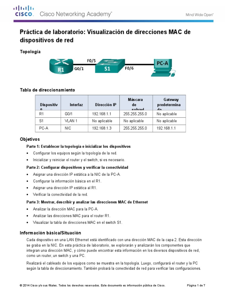 5.1.3.6 Lab - Viewing Network Device MAC Addresses TERMINADO | PDF | Controlador de interfaz de ...