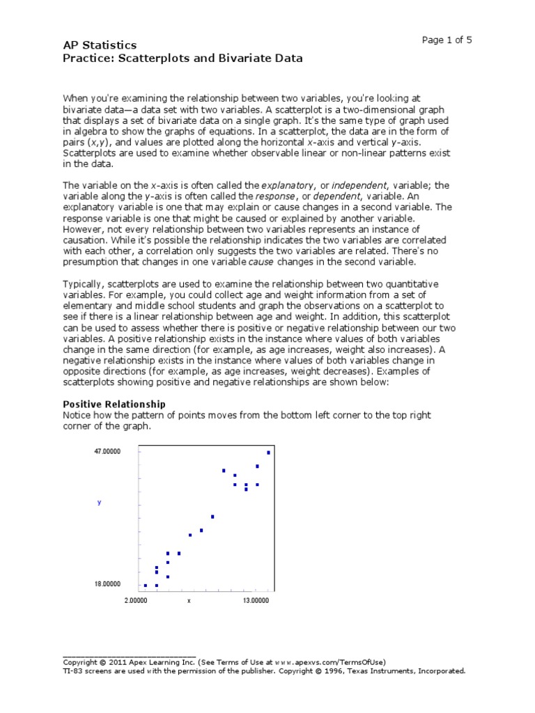 Statistics Study Guide Bivariate Data | Scatter Plot | Correlation And ...