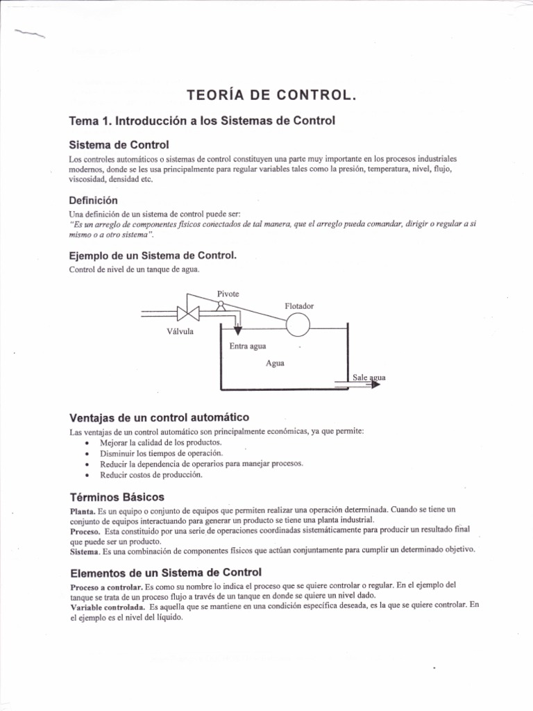 Teoría de Control | PDF | Sistema de control | Linealidad