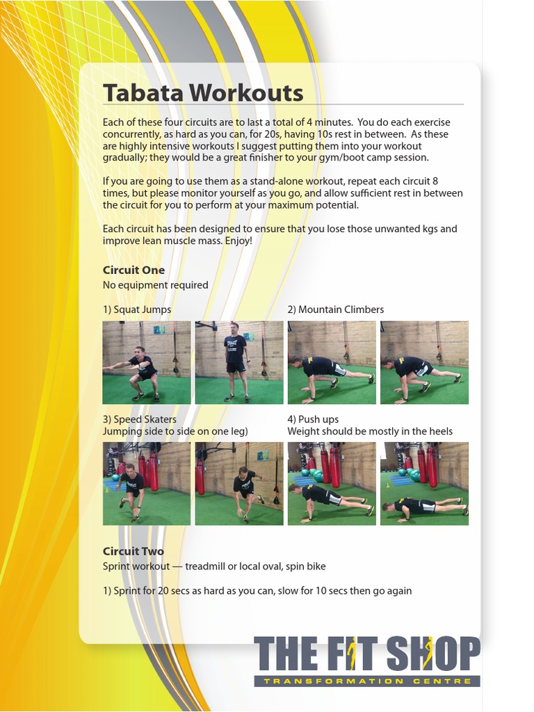 Intense 4-Min Tabata Workout Circuits | PDF