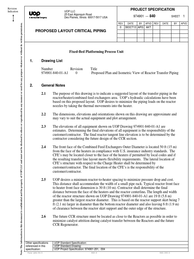 UOP-Proposed Layout Critical Piping Rev 00 | PDF | Pipe (Fluid ...