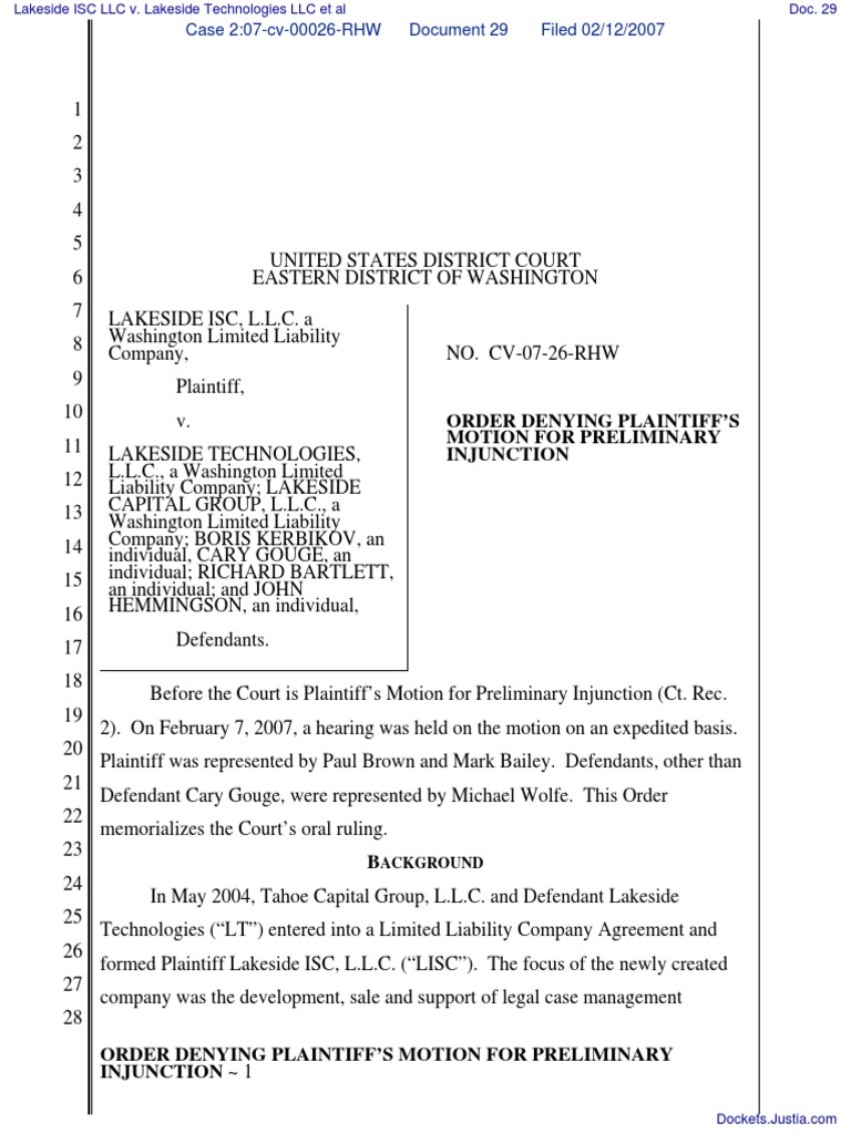 Lakeside ISC LLC v. Lakeside Technologies LLC Et Al - Document No. 29 | PDF | Settlement ...