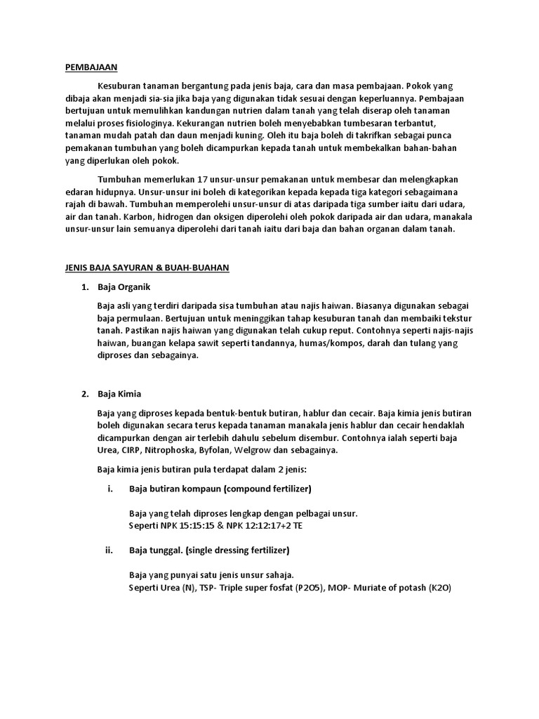 Jenis & Cara Pembajaan Tanaman Sayuran Dan Buahan | PDF