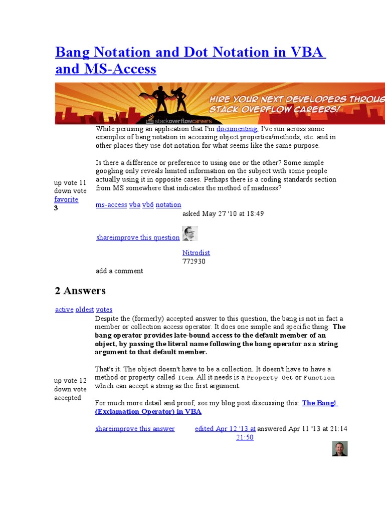 Bang Notation and Dot Notation in VBA and MS | PDF | Visual Basic For Applications | Parameter ...