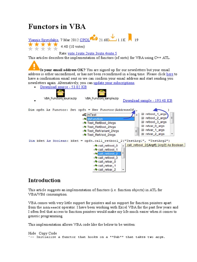 Functors in VBA | Download Free PDF | Component Object Model | Subroutine
