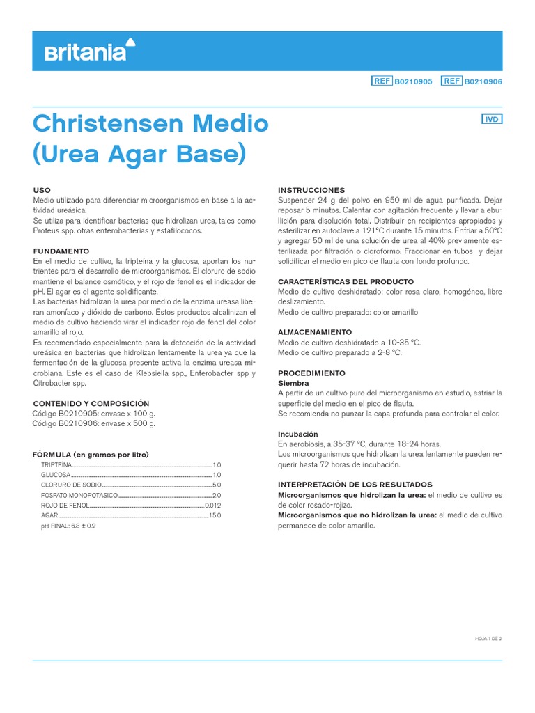 Medio Urea Christensen para Microorganismos | PDF